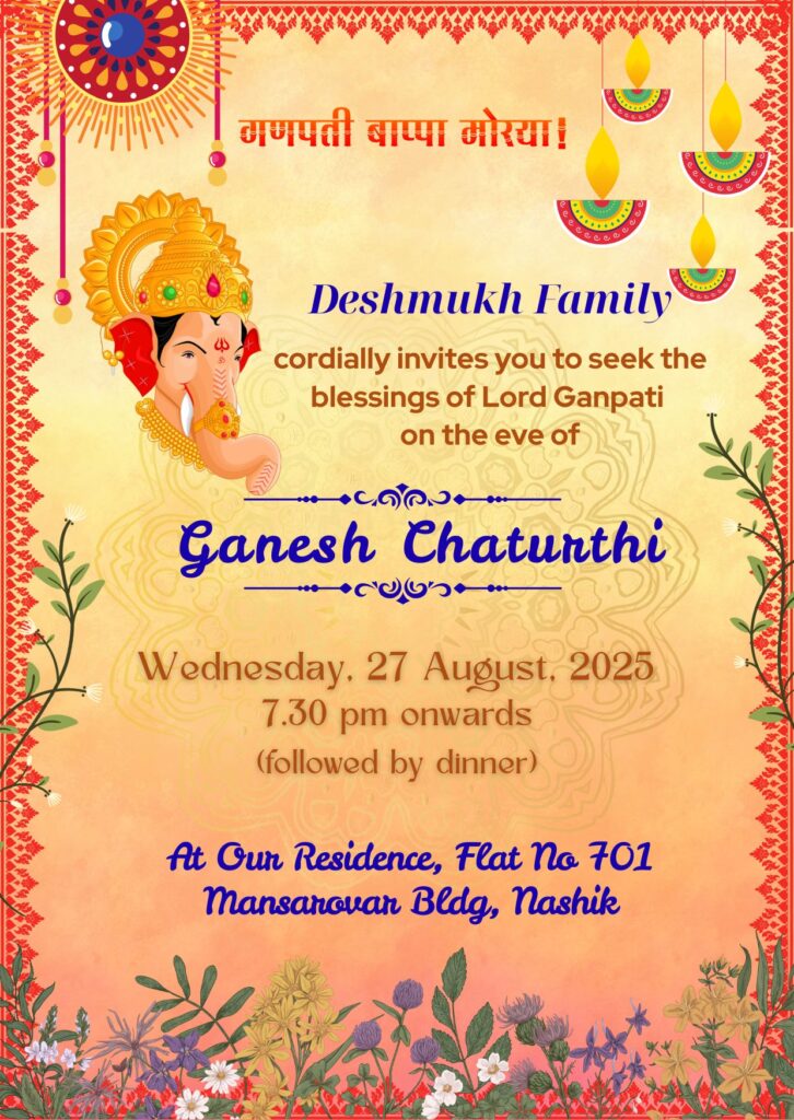 Ganesh Chaturthi Invitation Card with Unique Design Download - Good Invites