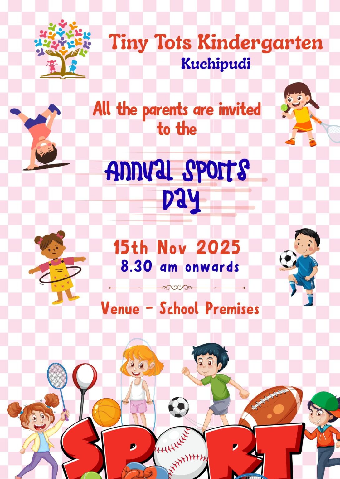 Annual Sports Day Function Invitation For Kindergarten - Good Invites