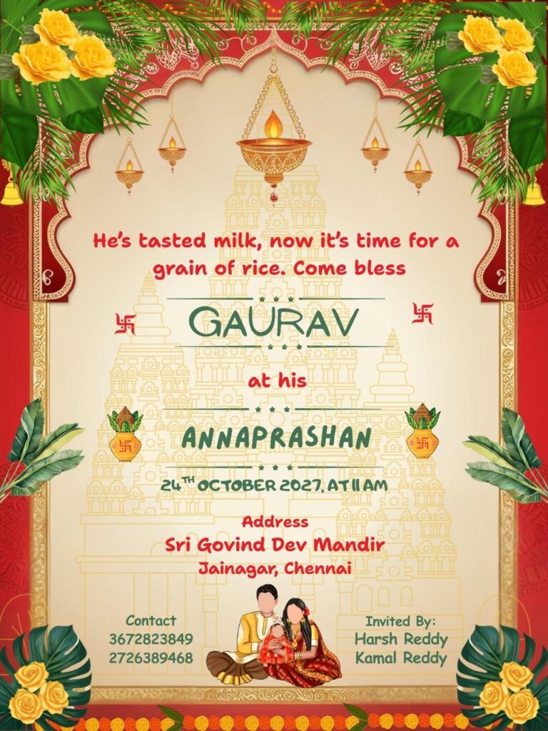 Annaprashan Card Download with Traditional design - Good Invites